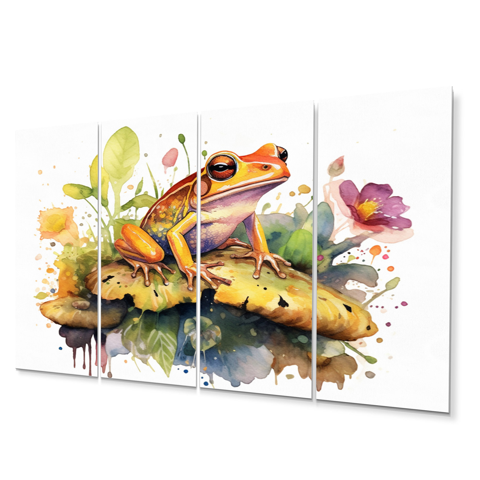 Design Art Leaping Frogs Amphibians II - Animals Metal Wall Art Living ...